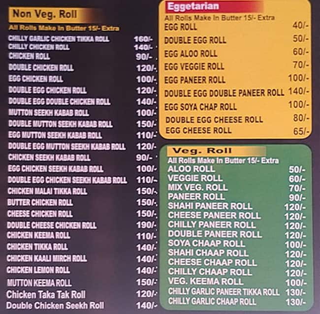 Menu at Wrap N Roll, New Delhi, L-236 -A