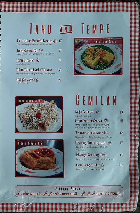 Menu at Rumah Makan Legoh restaurant, Bandung, Jl. Sultan Agung 9