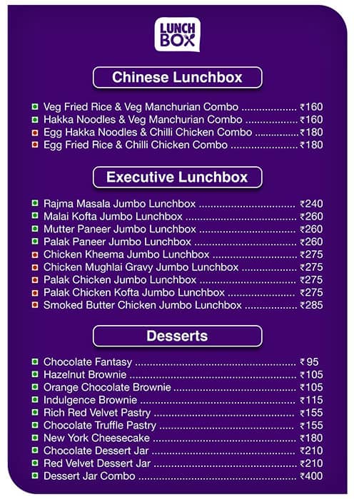 Menu of LunchBox - Meals and Thalis, Gachibowli, Hyderabad