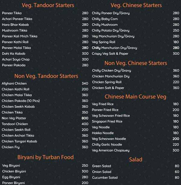Menu of Tandoori Junction, Sector 63, Noida