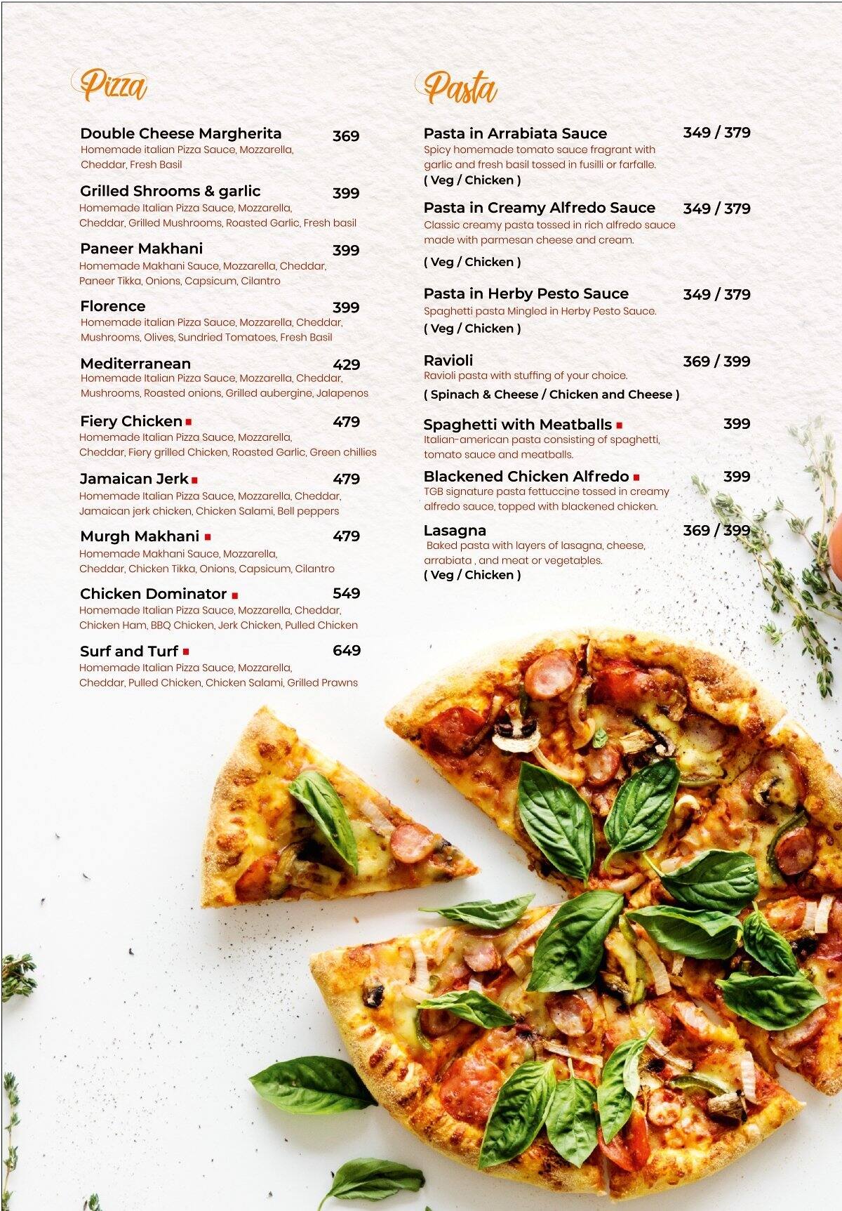 Menu at The Glass Box, Patna