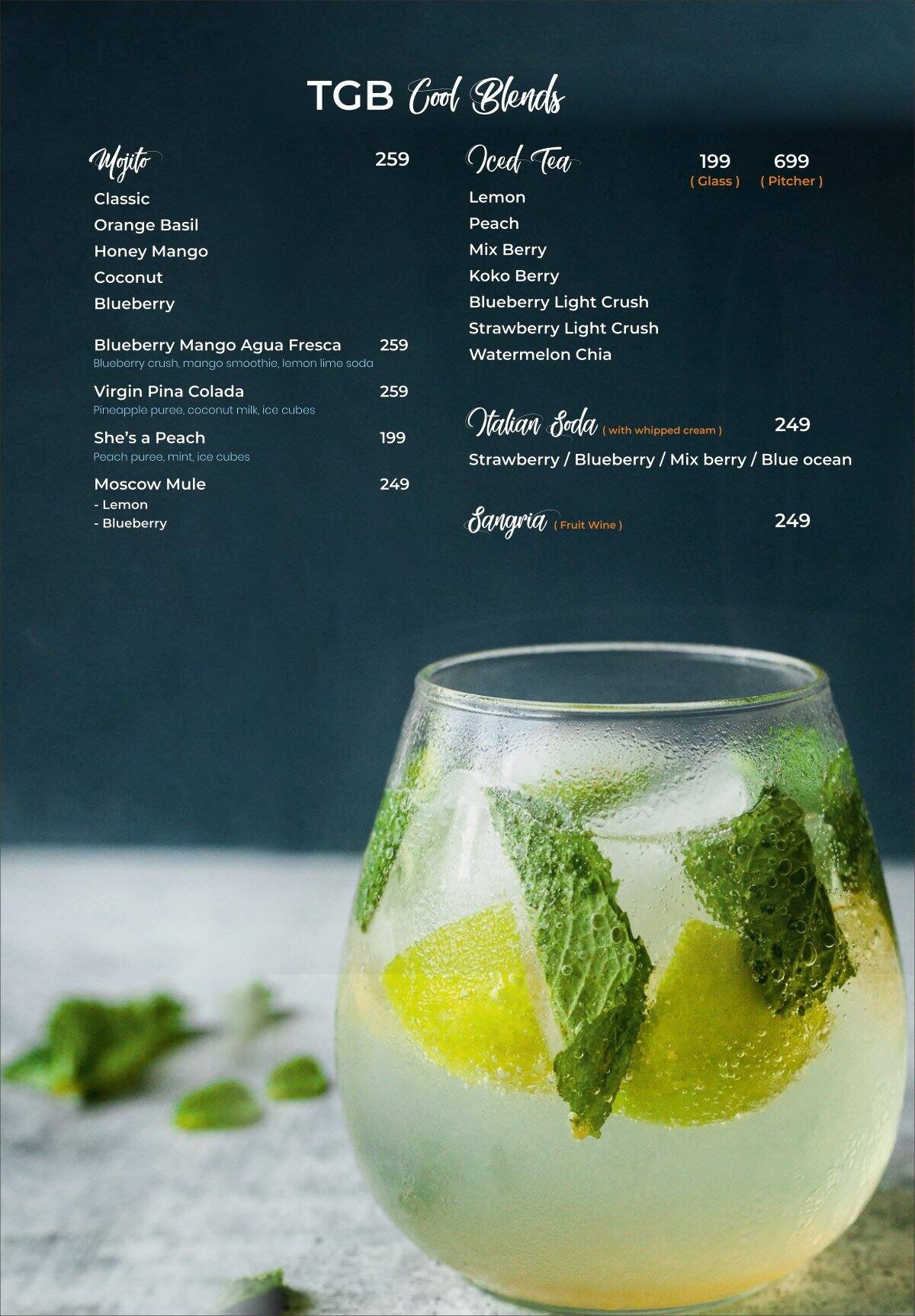 Menu at The Glass Box, Patna