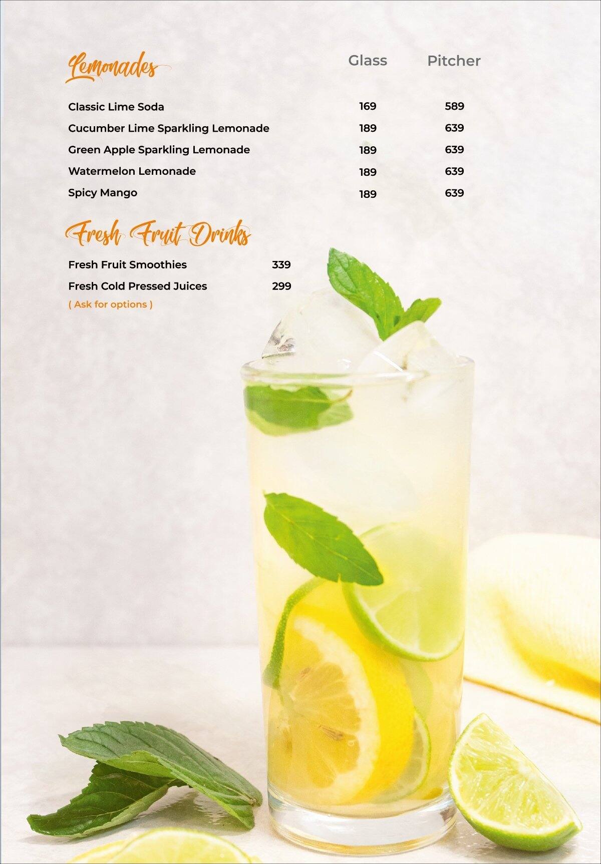 Menu at The Glass Box, Patna