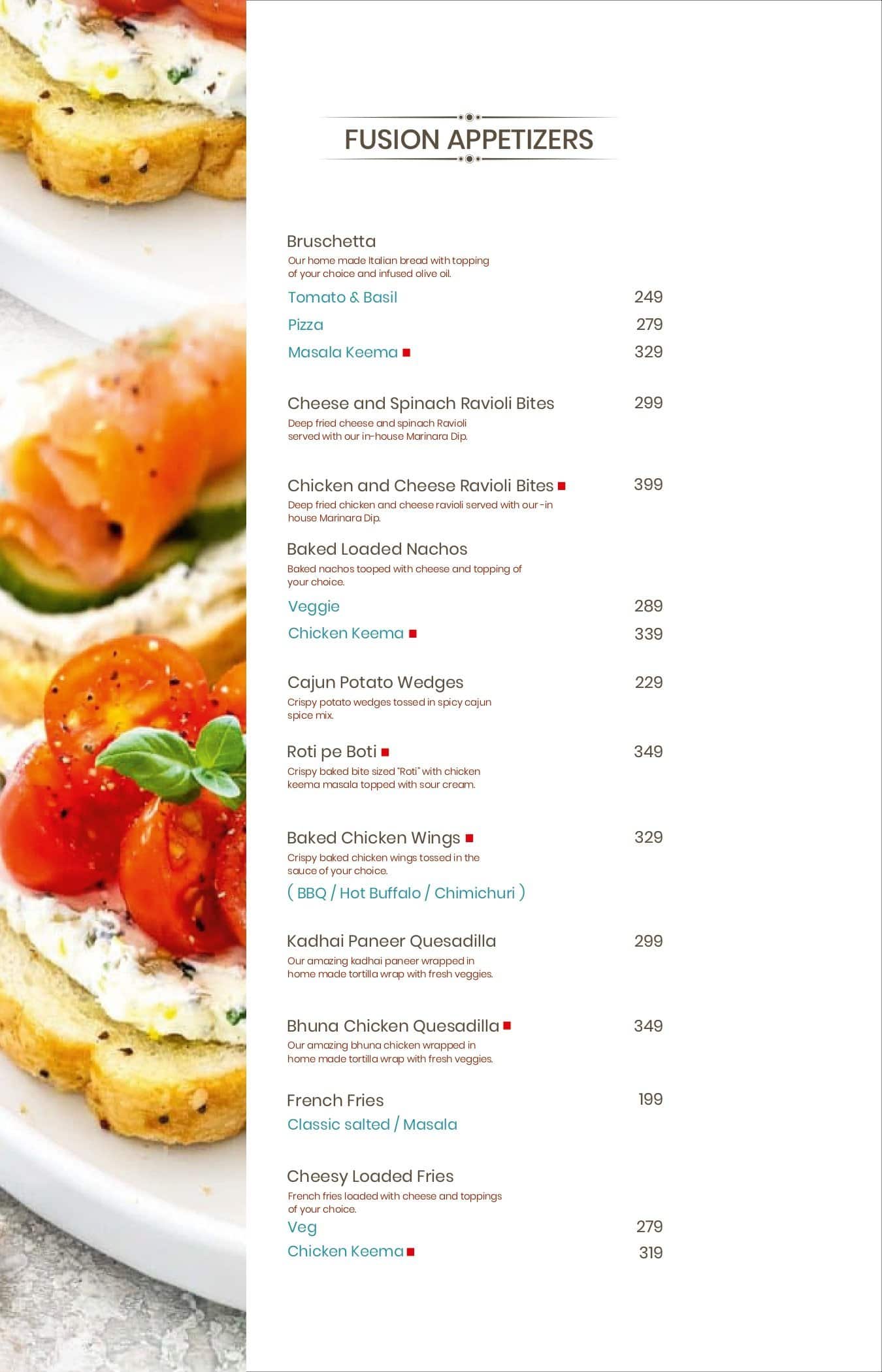 Menu at The Glass Box, Patna