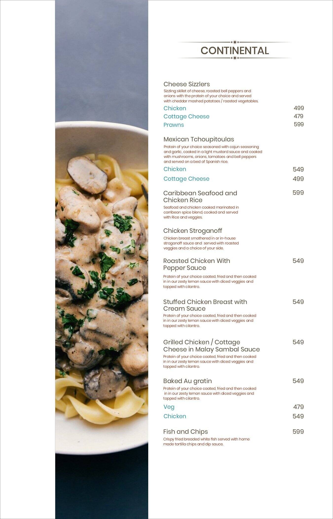 Menu at The Glass Box, Patna