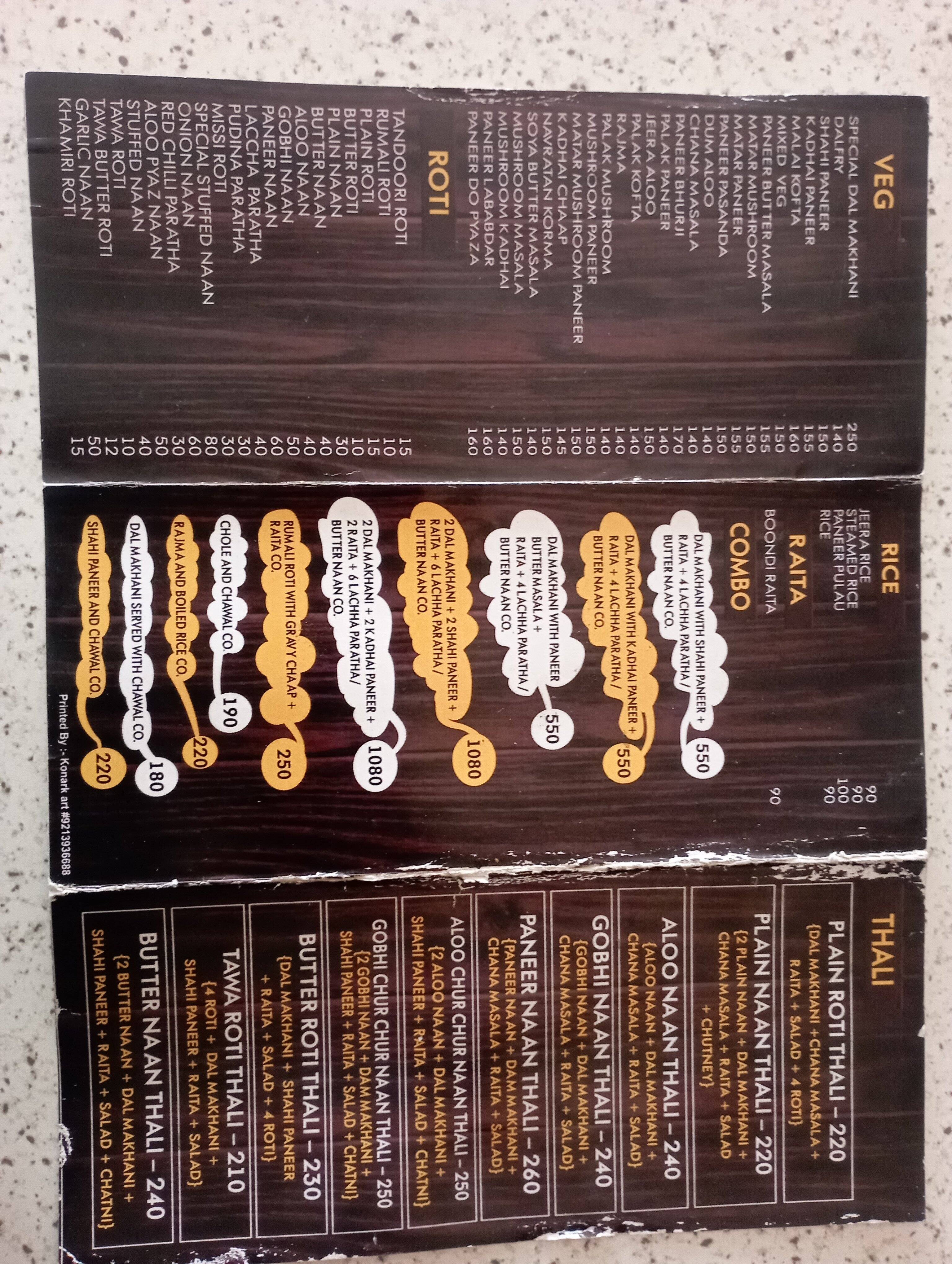Menu of Paratha King, Rohini, New Delhi