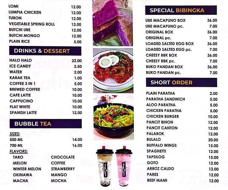 Menu of Bibingka And Paratha Cafeteria, Al Satwa, Dubai