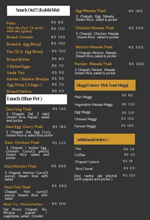 Menu of Desi Eats, Wakad, Pune