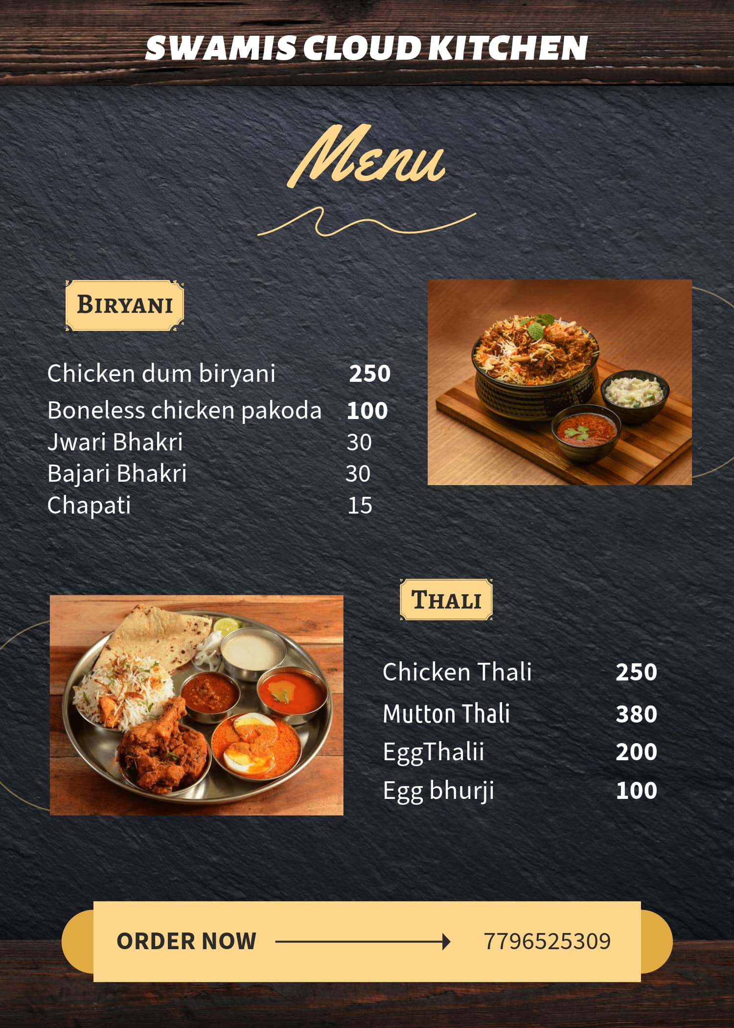 Menu of Swami's Cloud Kitchen, Manjri Budruk, Pune