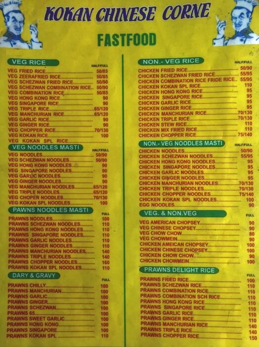 Menu at Cafe Kokan, Mumbai, 92/102