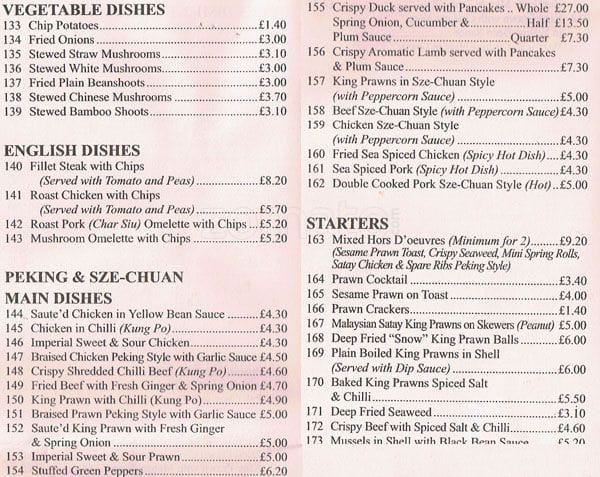 Menu at Happy Palace fast food, Watford, 500 Whippendell Rd