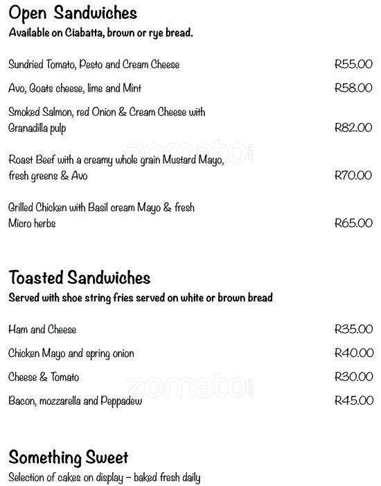 Speisekarte von Cultivate Venue cafe, Krugersdorp