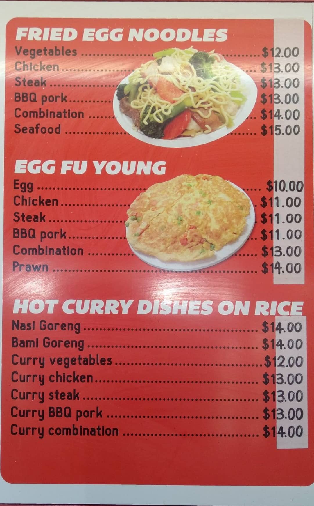 Menu at Sunny Takeaways fast food, Auckland