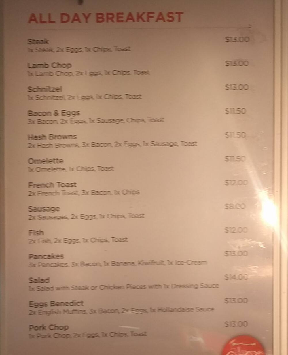 Menu at Clock Tower Bakery & Coffee Shop, Lower Hutt