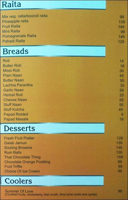 Menu at MeatWala, Jaipur, 1