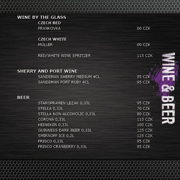 Menu at M1 Lounge pub & bar, Prague