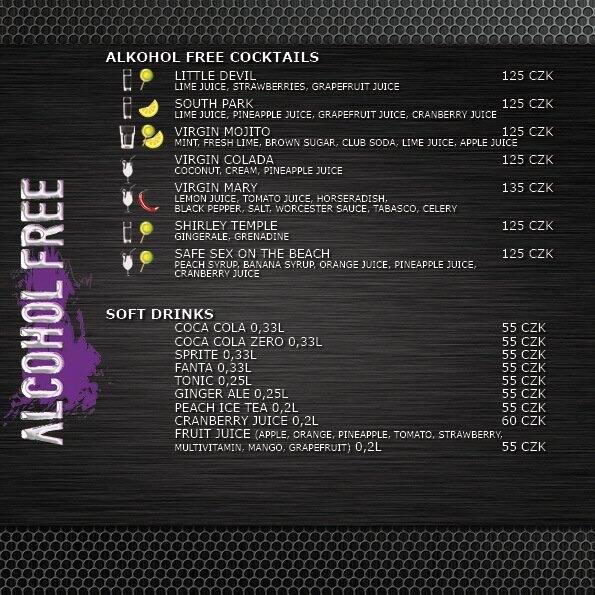 Menu at M1 Lounge pub & bar, Prague