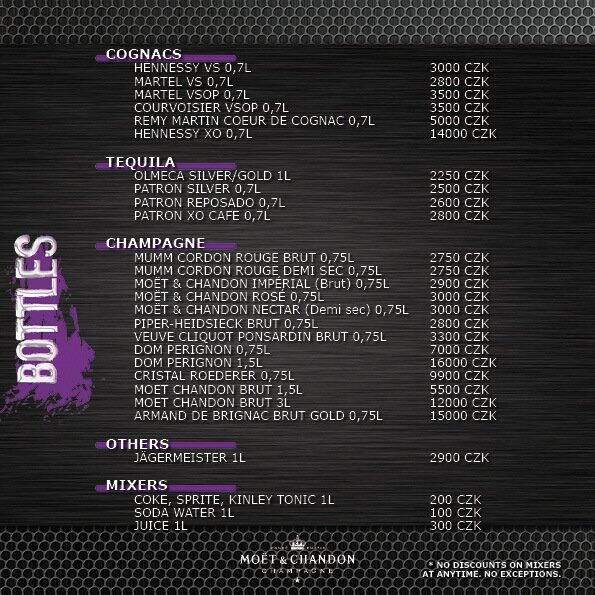 Menu at M1 Lounge pub & bar, Prague