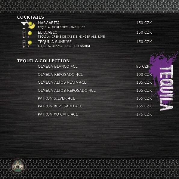 Menu at M1 Lounge pub & bar, Prague