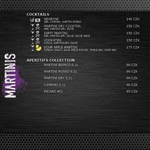 Menu at M1 Lounge pub & bar, Prague