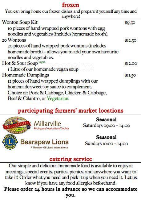 Menu at Five Spice Kitchen restaurant, Calgary