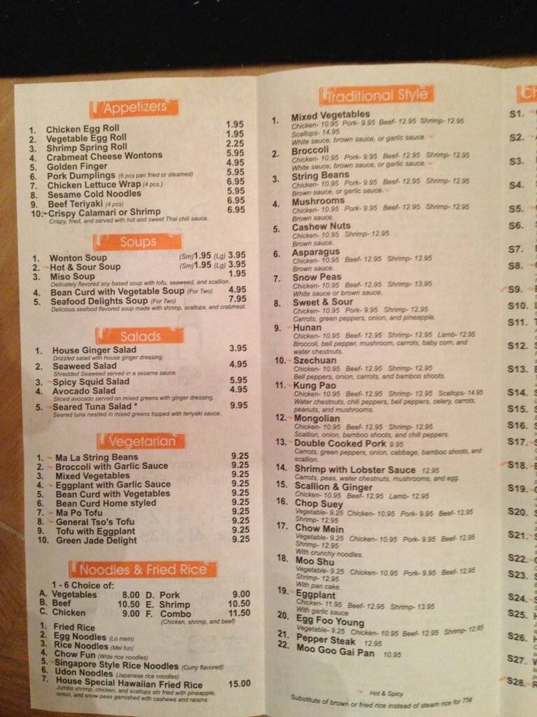 Menu at Rice Inn restaurant, Bethel Park