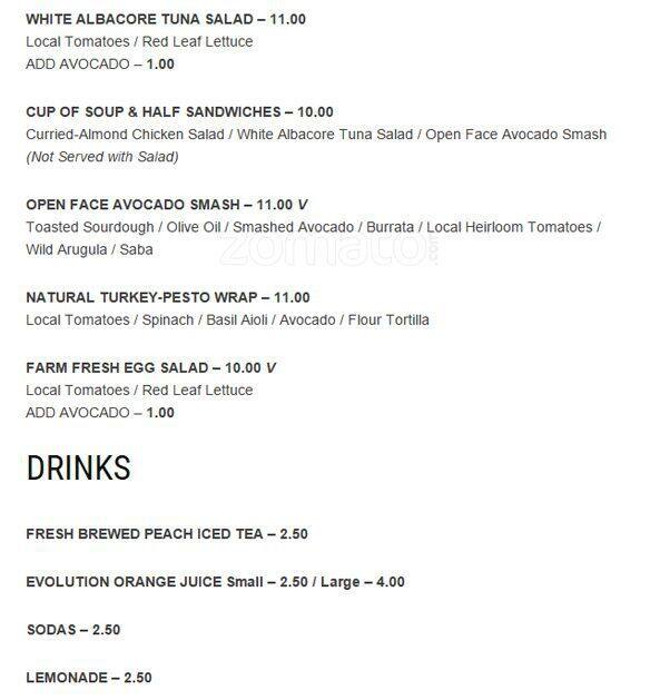 Menu at Museum Cafe, San Diego