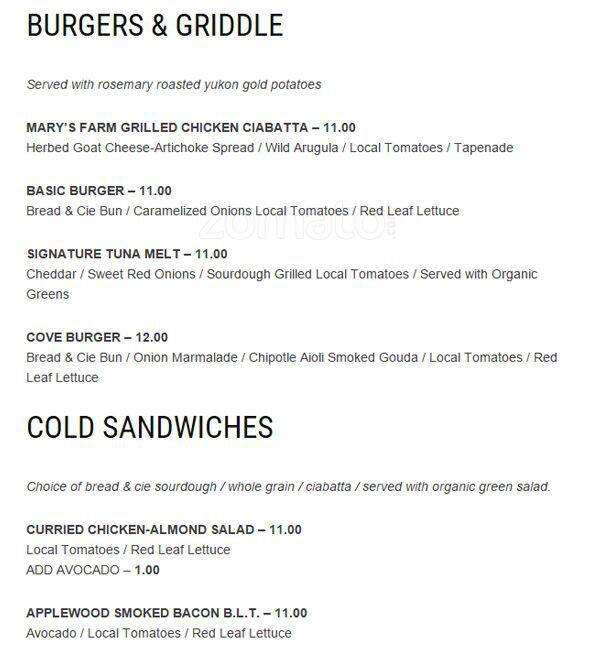 Menu at Museum Cafe, San Diego