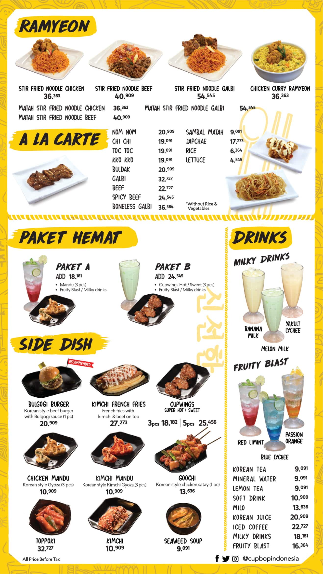 Menu at Cupbop, Tangerang, Living World