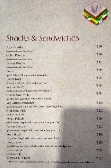 Menu at Waves Club, Vadodara, Kedar Bumiya Marg