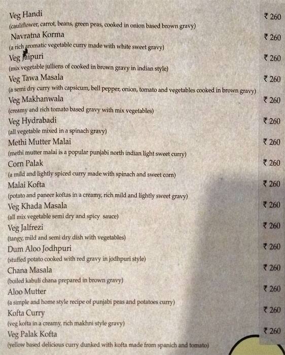 Menu at Waves Club, Vadodara, Kedar Bumiya Marg