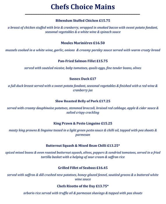 Menu at Bibendum pub & bar, Eastbourne