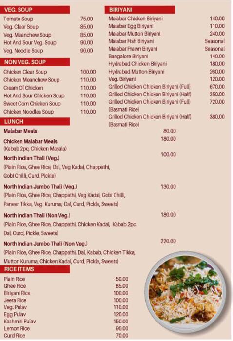 Menu of Hashery Family Restaurant, Sarjapur Road, Bangalore