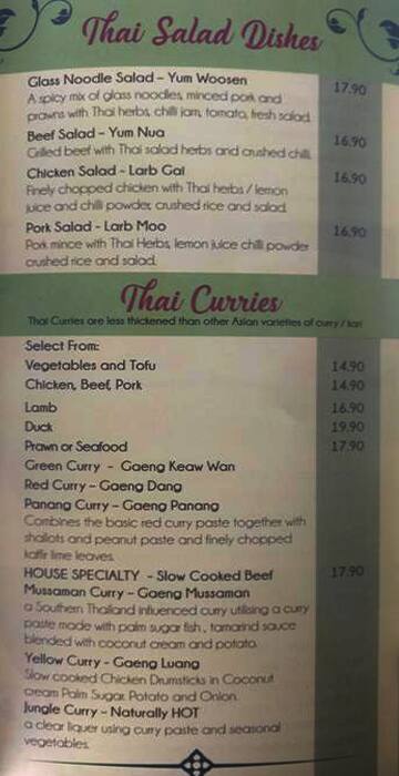 Menu at Thai Redcliffe Restaurant, Redcliffe