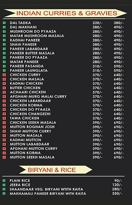 Menu of Zaika Darbar, Sector 29, Faridabad