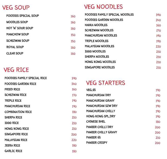 Menu of Foodies Food Corner, Mulund West, Mumbai