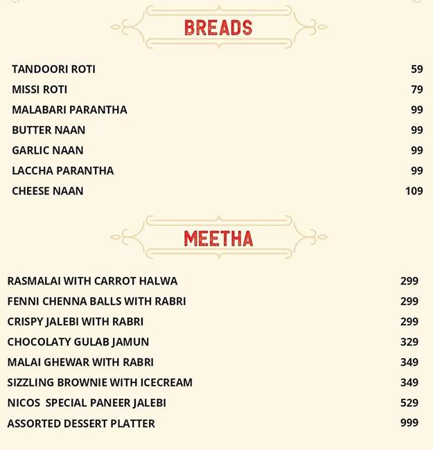 Menu at NICOS KITCHEN&BAR, Hyderabad
