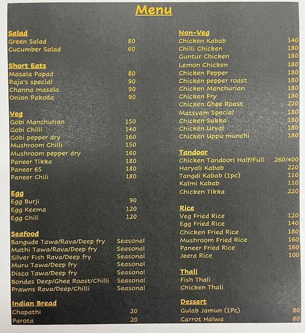 Menu of CKA Boarding & Lodging, Yelahanka, Bangalore