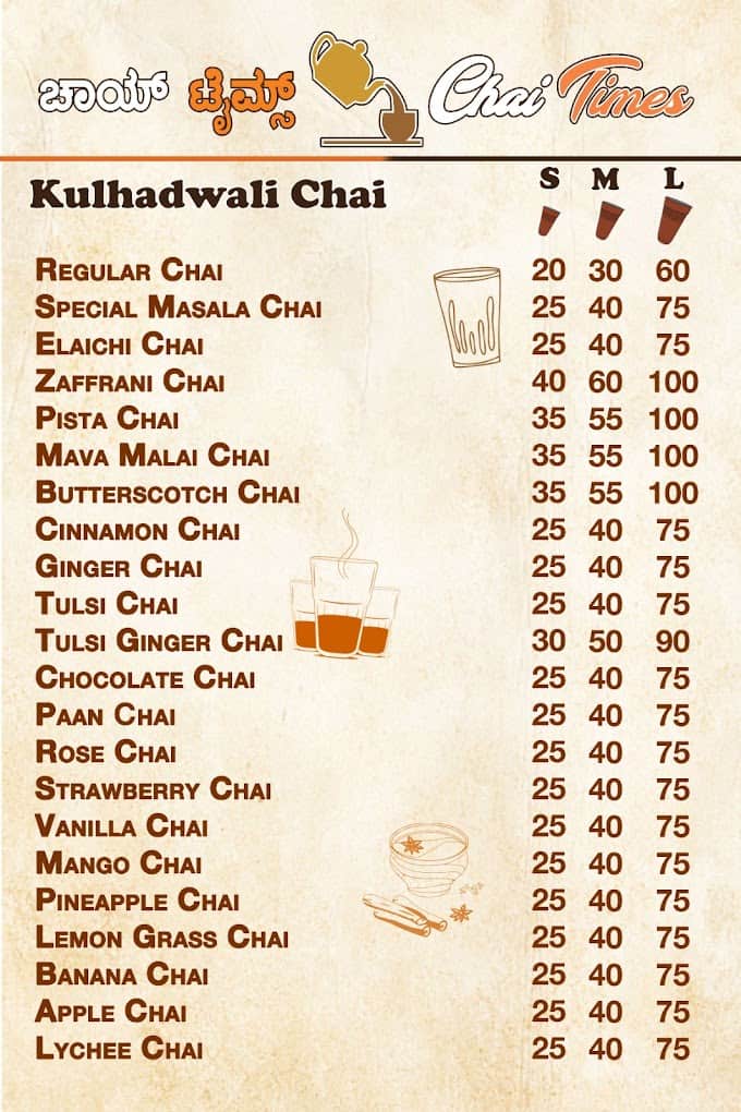 Menu of Chai Times, Banaswadi, Bangalore