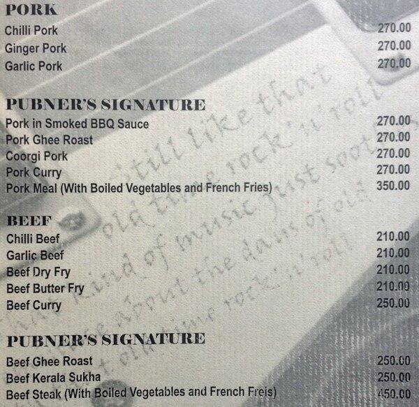 Menu at Pecos - St. Marks Road, Bengaluru