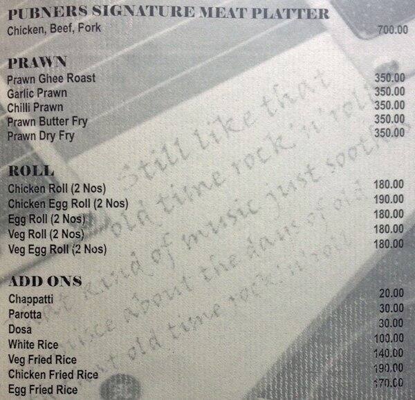 Menu at Pecos - St. Marks Road, Bengaluru