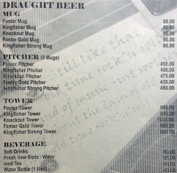 Menu at Pecos - St. Marks Road, Bengaluru