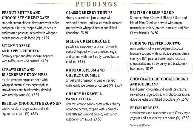 Menu at The Harrow pub & bar, Warlingham, 309 Farleigh Rd