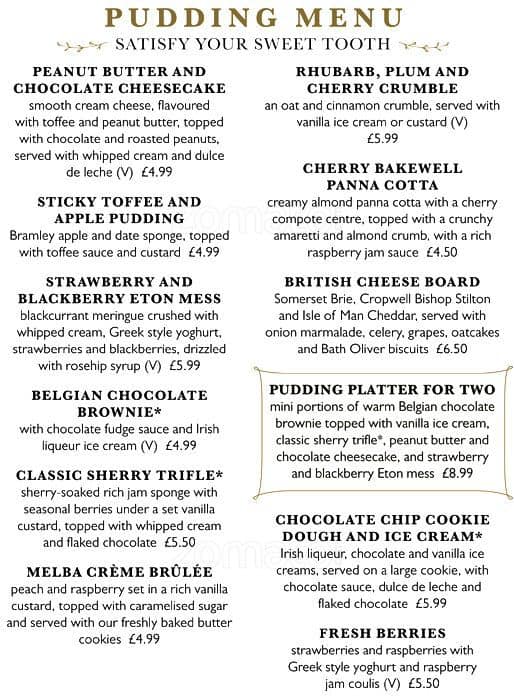 Menu at The Harrow pub & bar, Warlingham, 309 Farleigh Rd