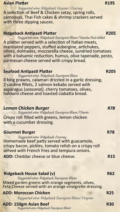 Menu at The Deck Restaurant, Windmeul