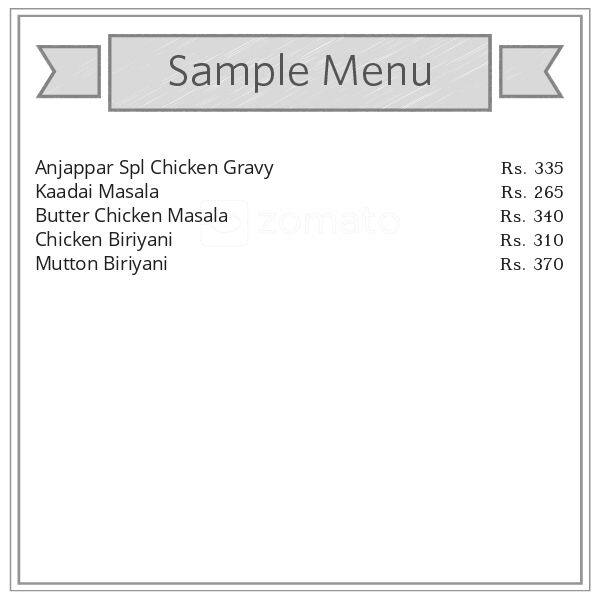 Menu of Anjappar, Porur, Chennai