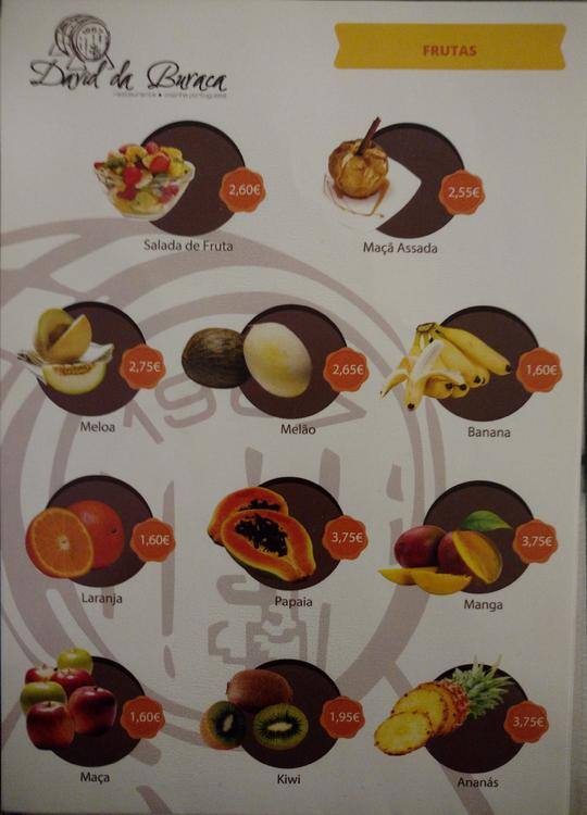 Menu em David da Buraca restaurante, Lisboa