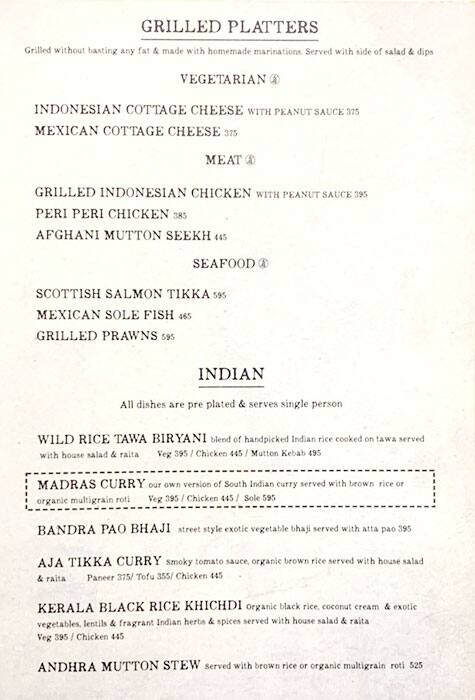 Menu at AJA Chandigarh, Chandigarh, 130