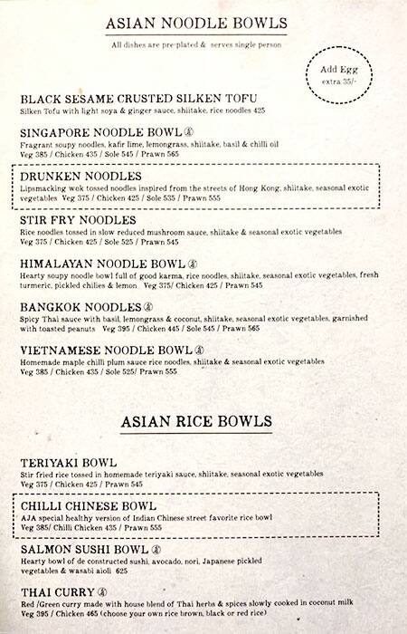 Menu at AJA Chandigarh, Chandigarh, 130