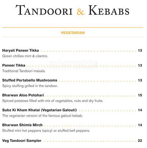 Menu at Adrak pub & bar, Richmond Hill